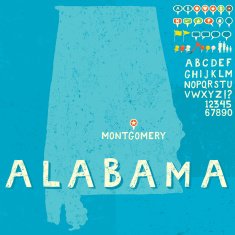 Map of Alabama with icons free image download