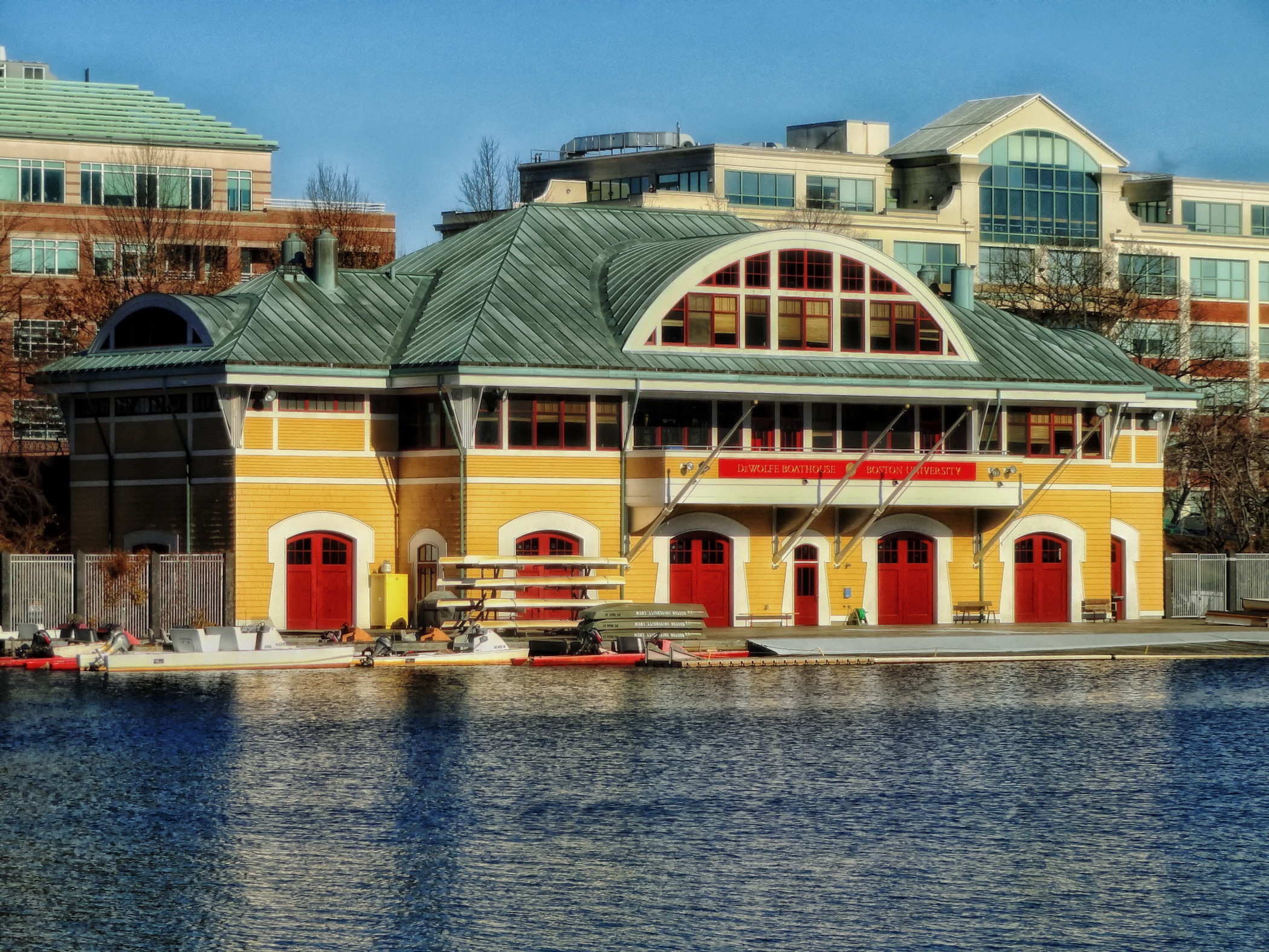 Yellow building at the harbor in Massachusetts free image download
