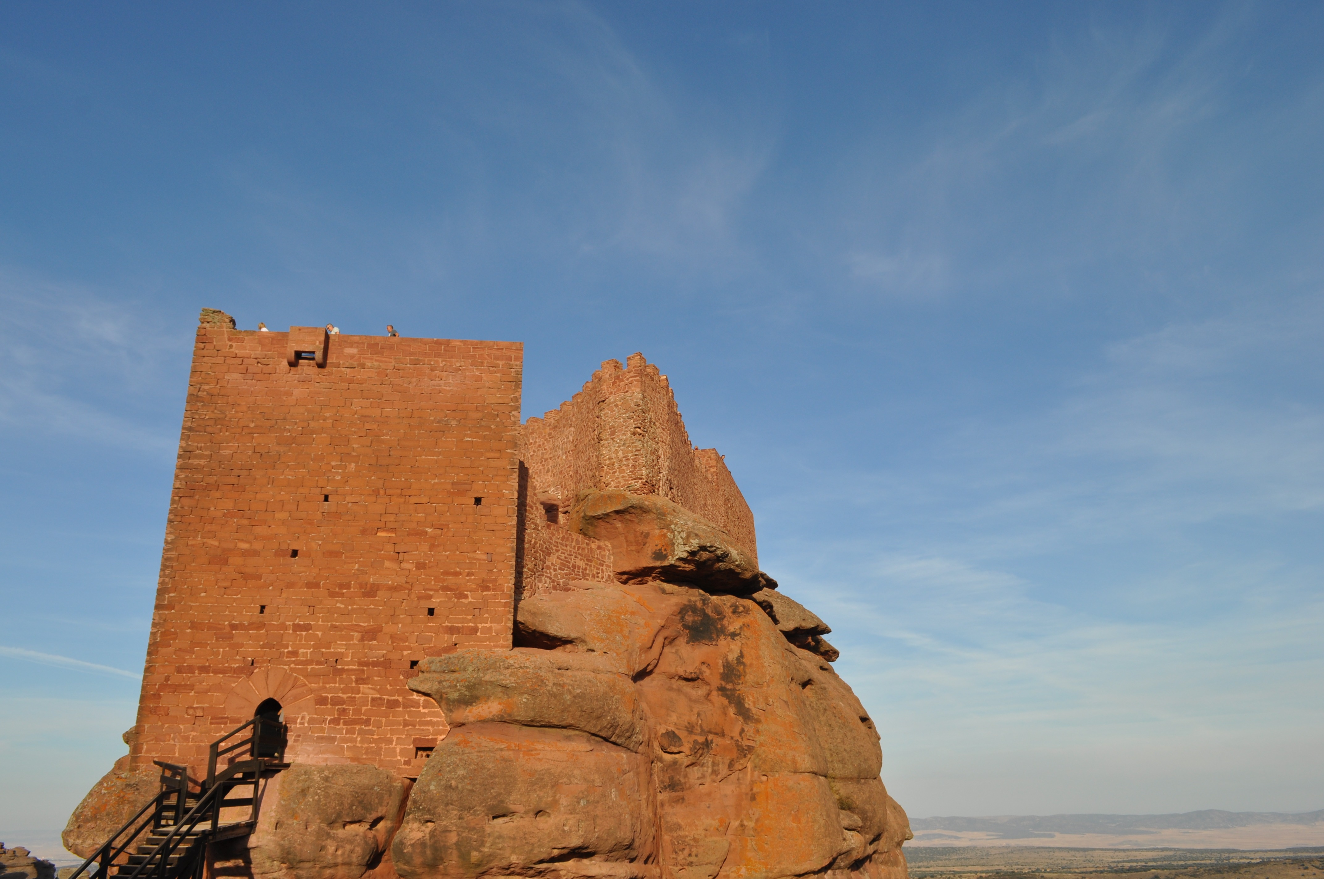 Ancient stone castle with a staircase in teruel free image download