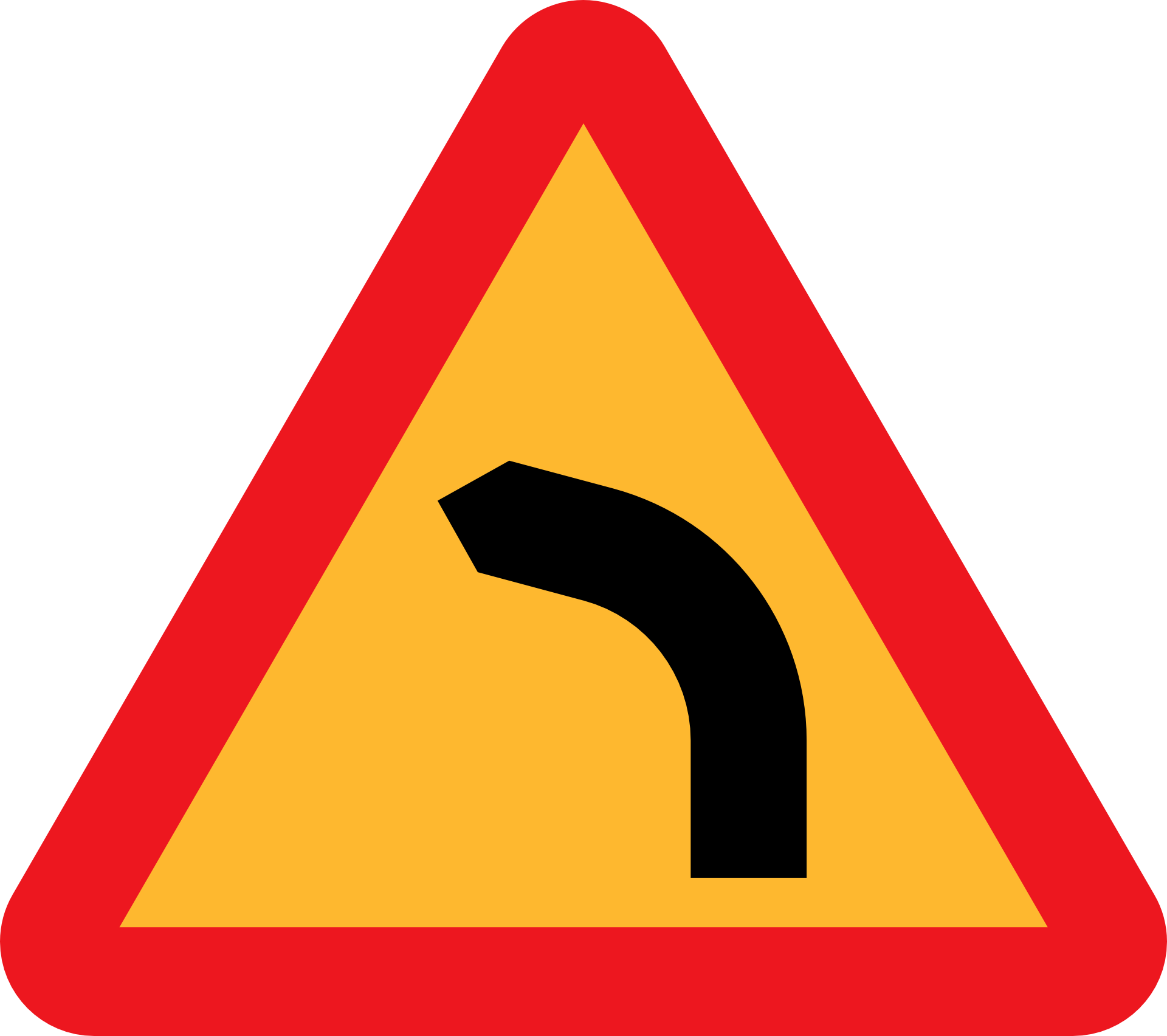 Road sign about dangerous turn left free image download