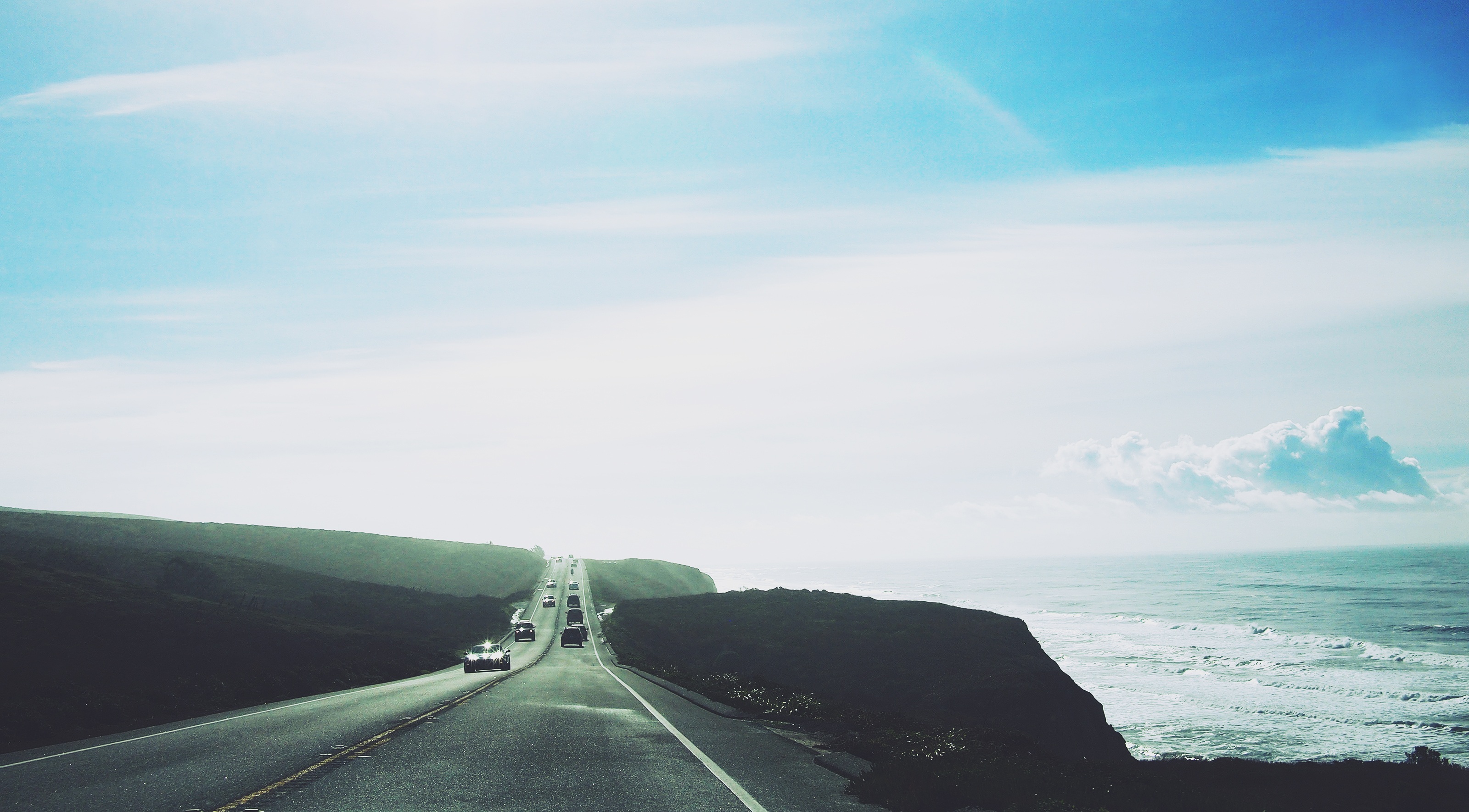 Highway along ocean free image download