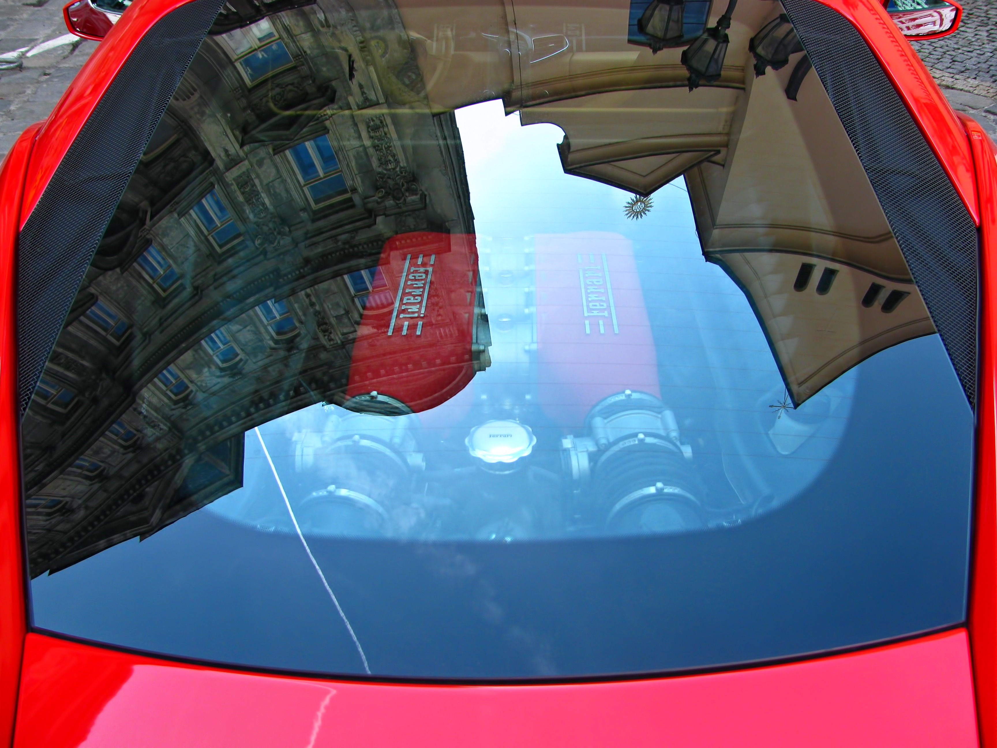 Windshield on a red car free image download