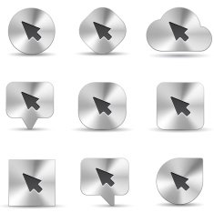 Brush metal icon set of cursor free image download