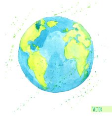 Hand drawn watercolor Earth isolated vector illustration free image ...