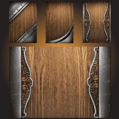 Vector metal on wood background set N19 free image download