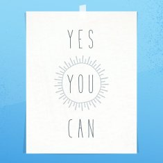 Yes You Can Inspirational Idiom Motivational Text Space Poster Wall N2 ...