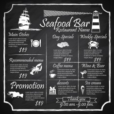 Menu Seafood restaurants Signs Posters blackboard free image download