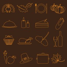 Thanksgiving symbols color outline icons set eps10 free image download