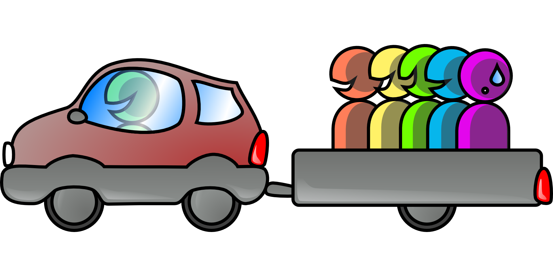 Cartoon car with passengers free image download