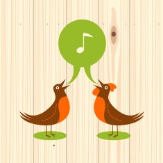 Eco-note birds singing together on pine wood illustration free image ...