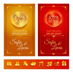 Collection of invitation and wedding symbols N2 free image download