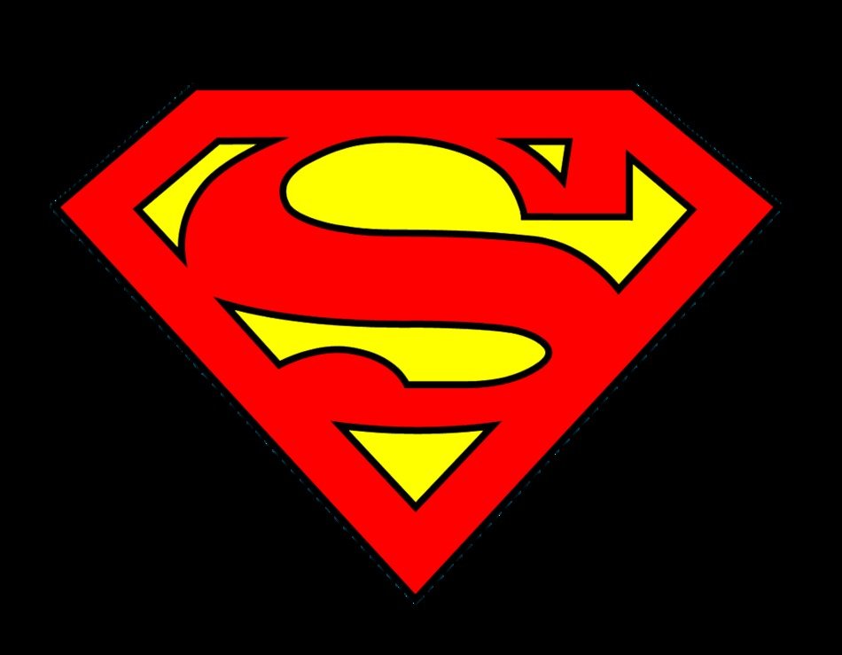Red-yellow superman sign on a black background free image download