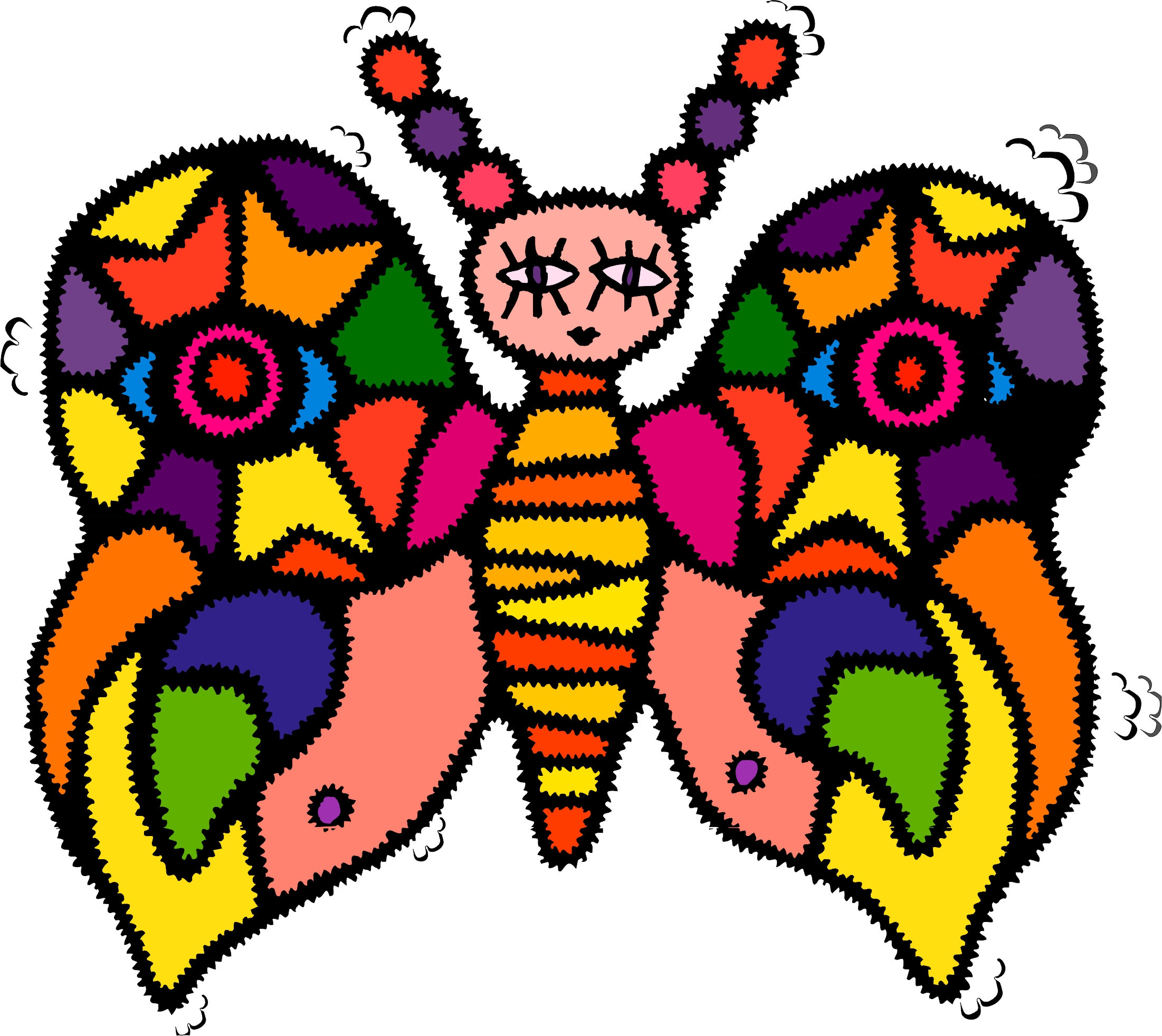 Colorful cartoon butterfly with human face free image download