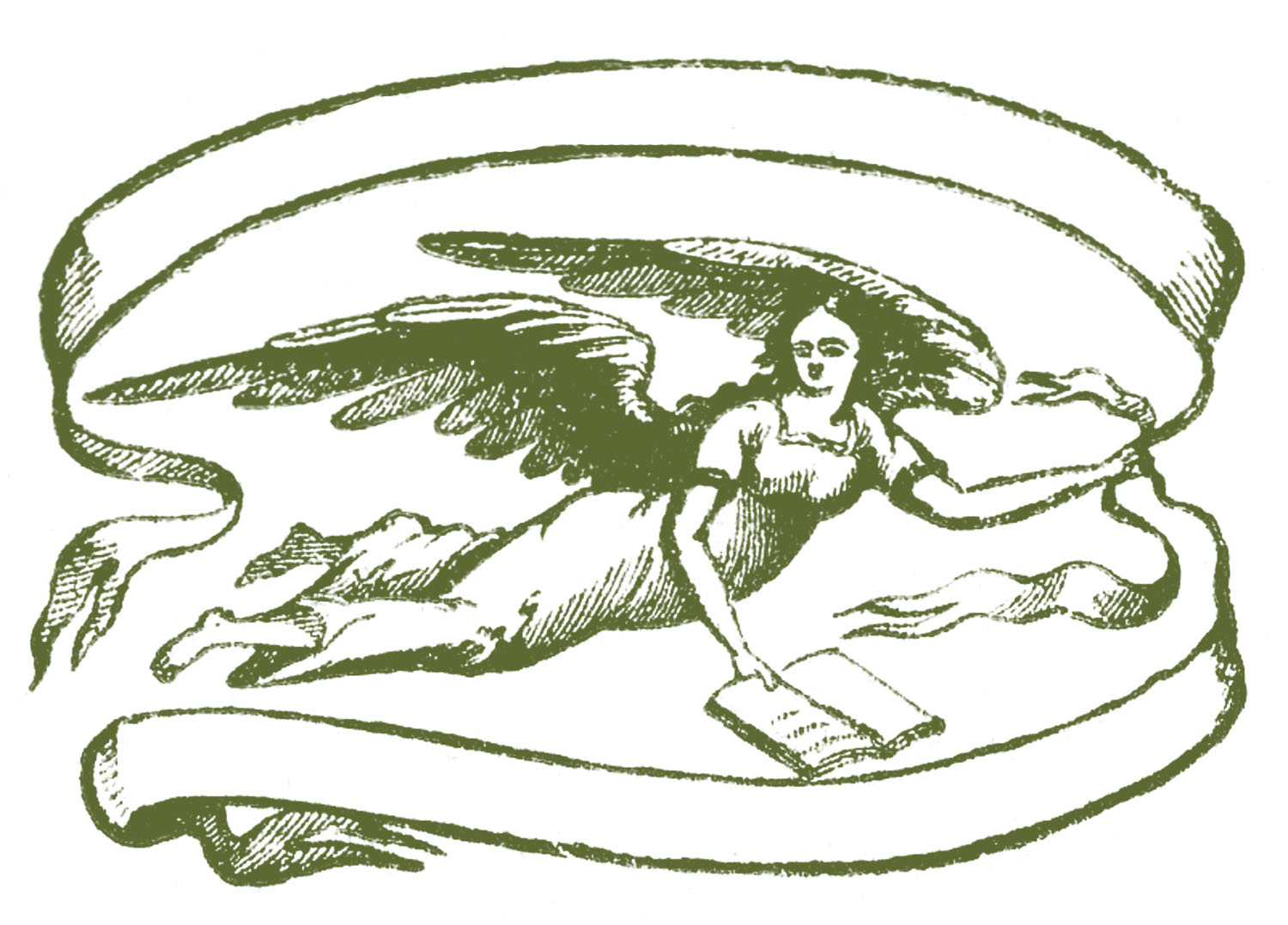 Vintage image of an angel with a book free image download