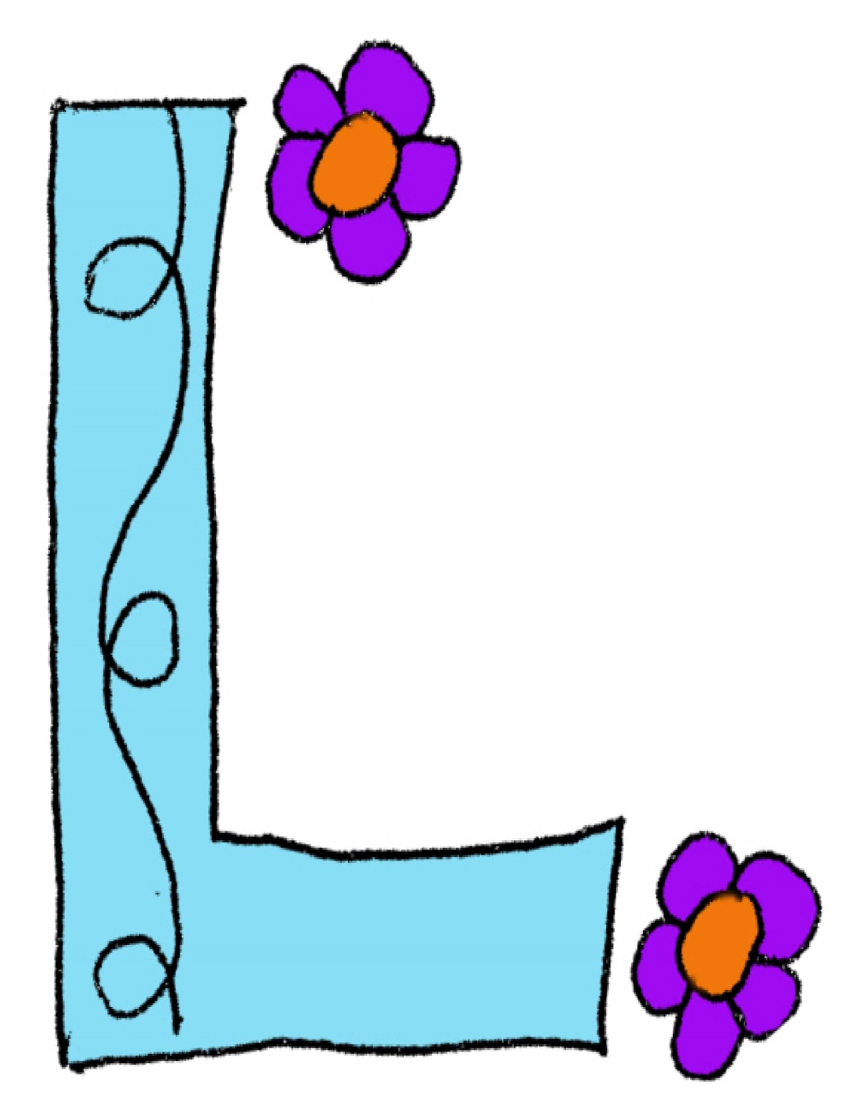 Letter L with flower drawing free image download