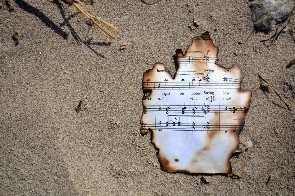 Burnt music notepad sheet, oregon, cannon beach free image download