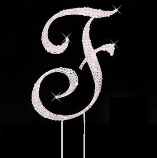 Large Crystal Rhinestone Silver Letter F Monogram Wedding free image ...