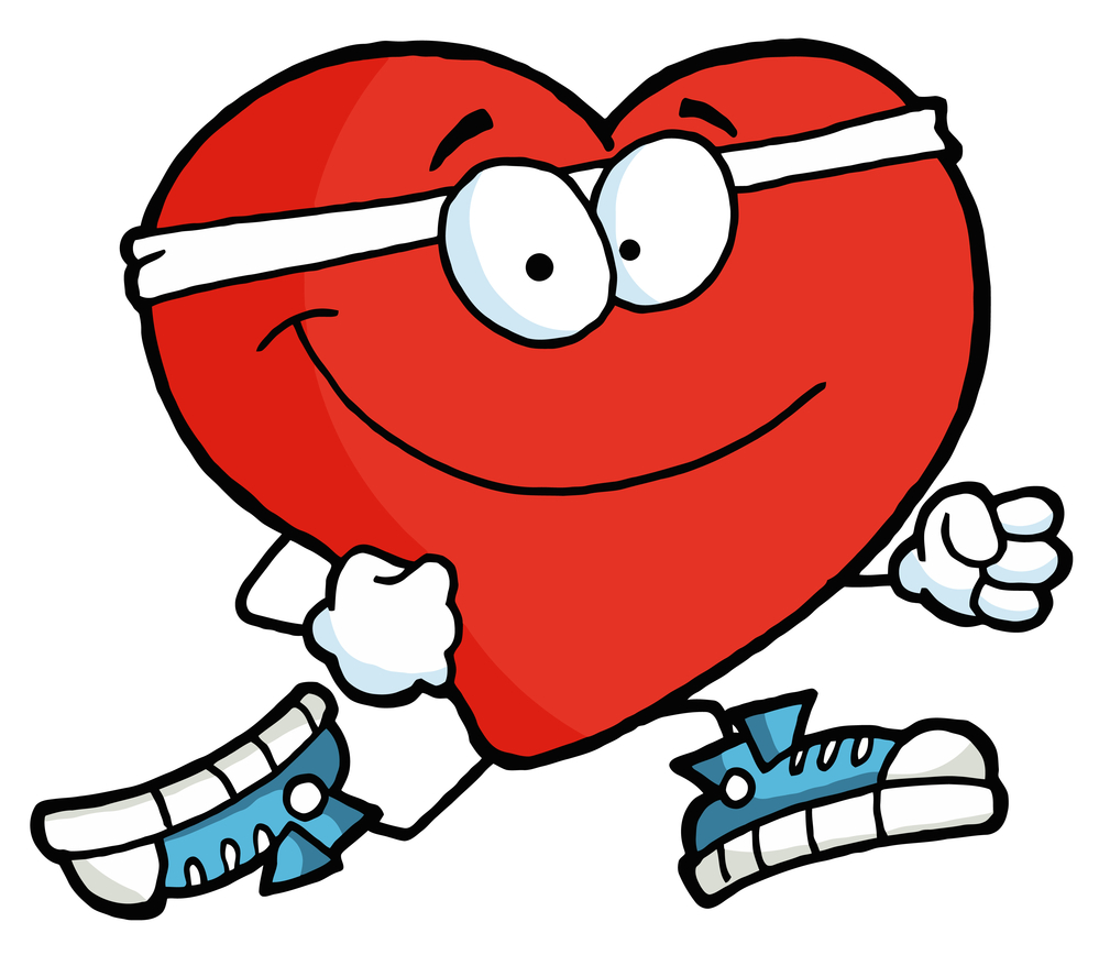 Red running heart clipart free image download