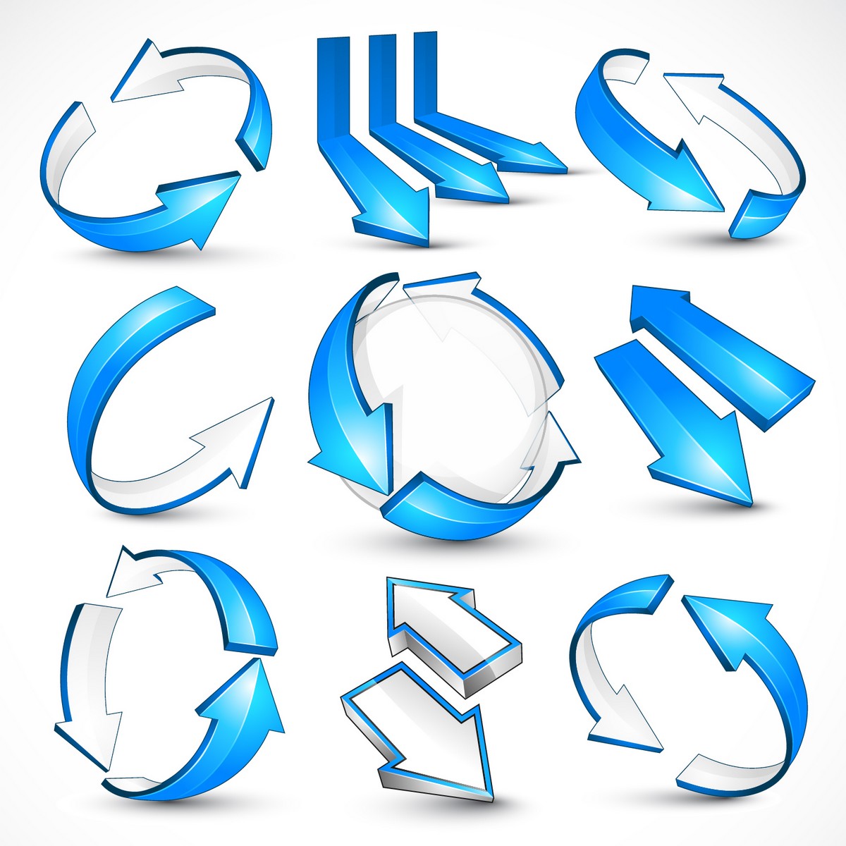 Variety of blue arrows as logos free image download