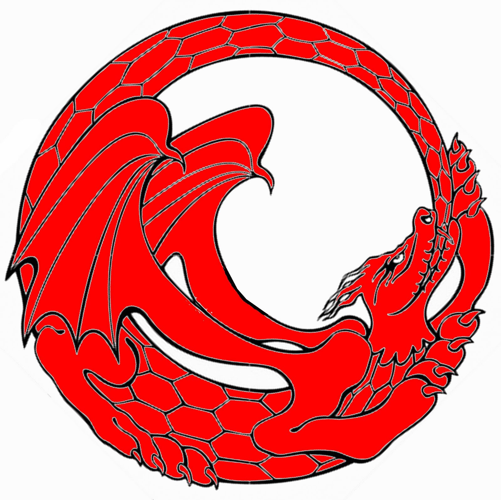 Drawn red dragon in a circle free image download