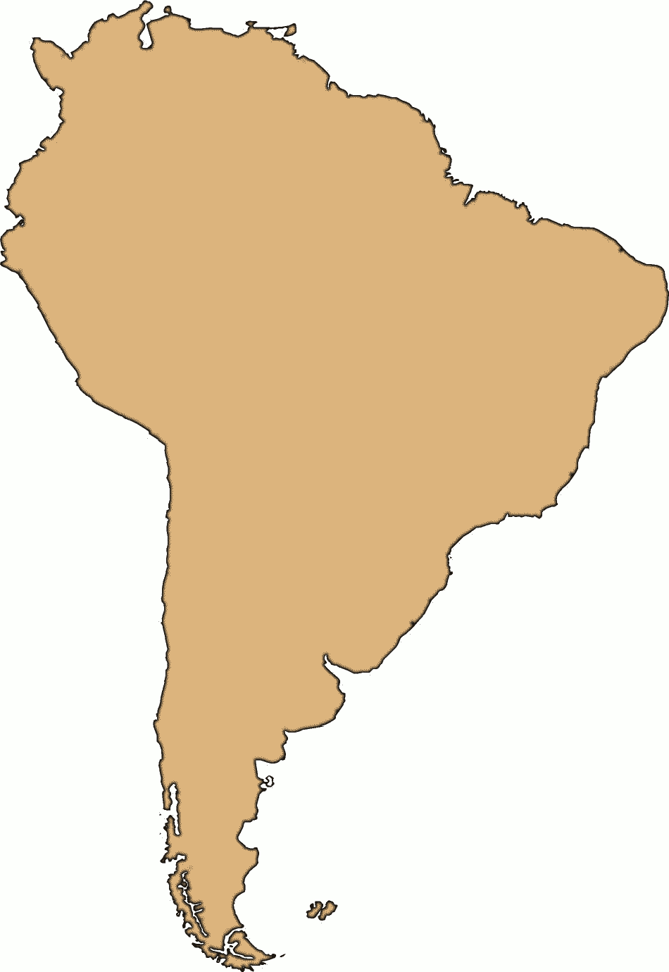 Painted beige South America map free image download