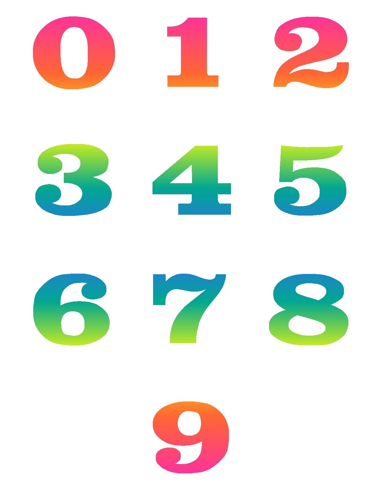 Color Numbers 0-9 drawing free image download