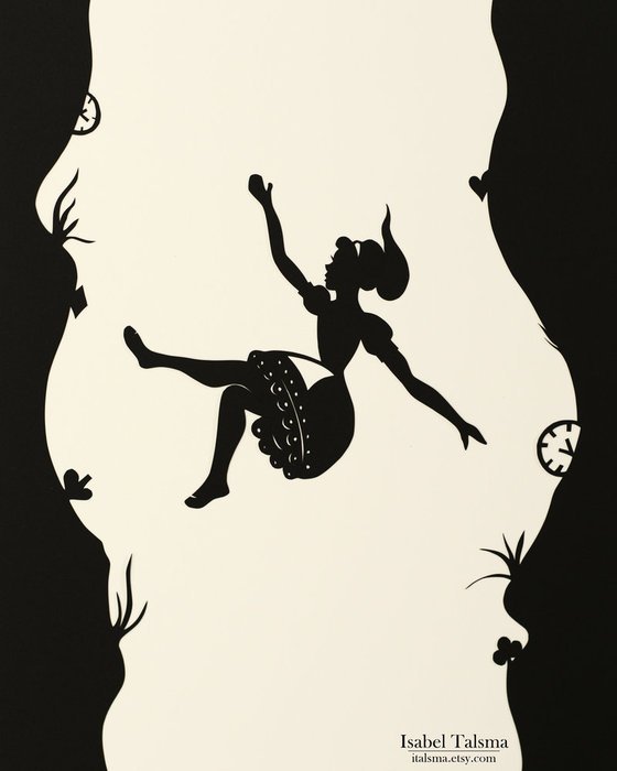 Silhouette of a woman flying into the abyss free image download