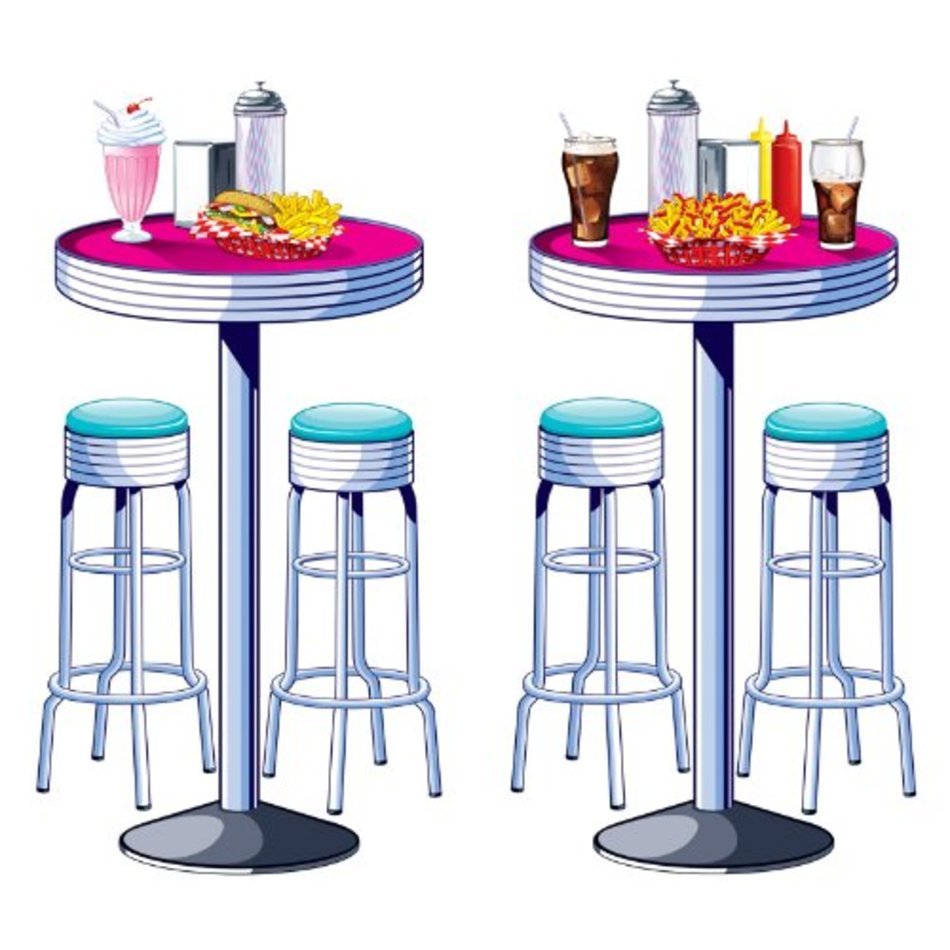 Party Decorations 1950s Soda Shop Table & Stools Props free image download