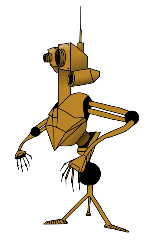 Drawn brown robot on a white background free image download