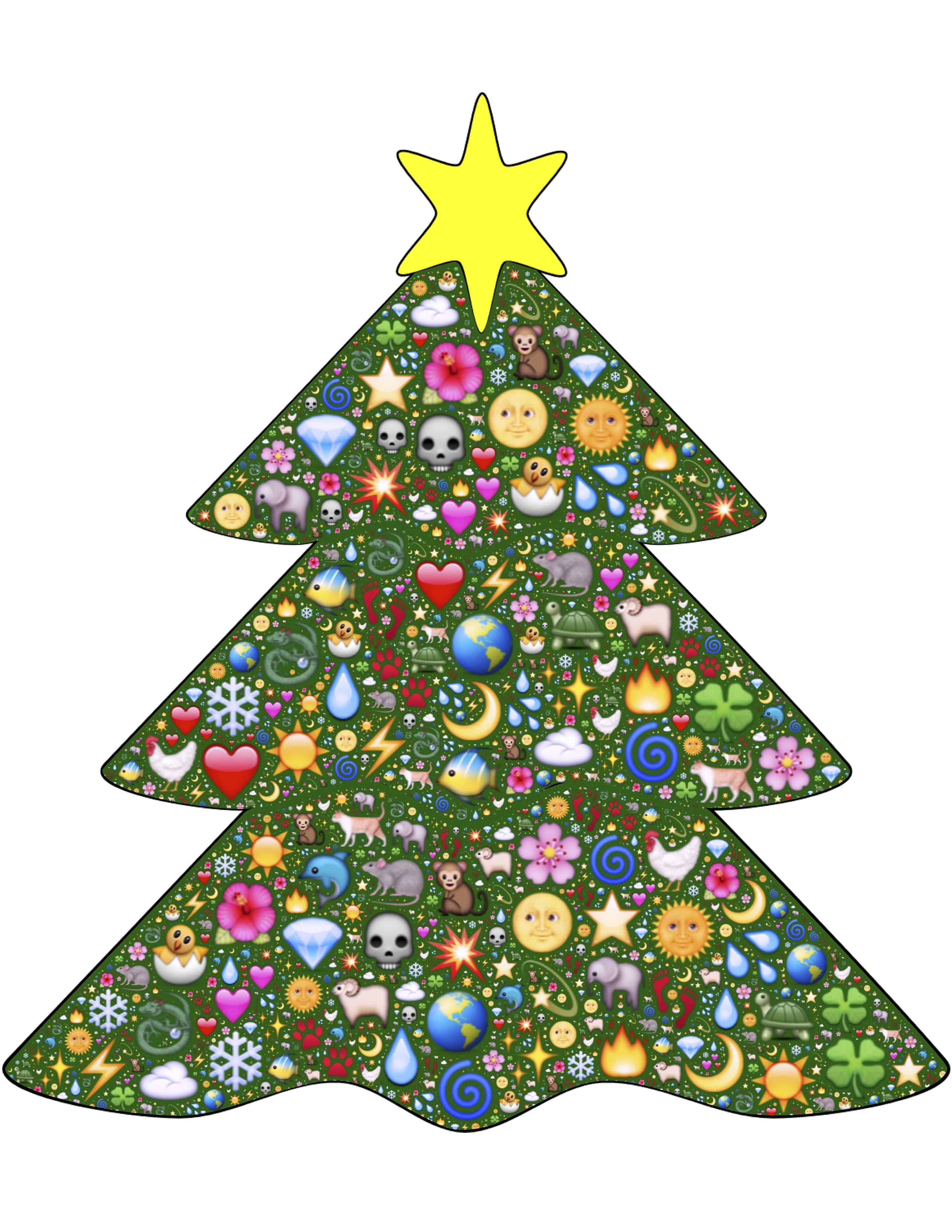 Variety of smileys on christmas tree free image download