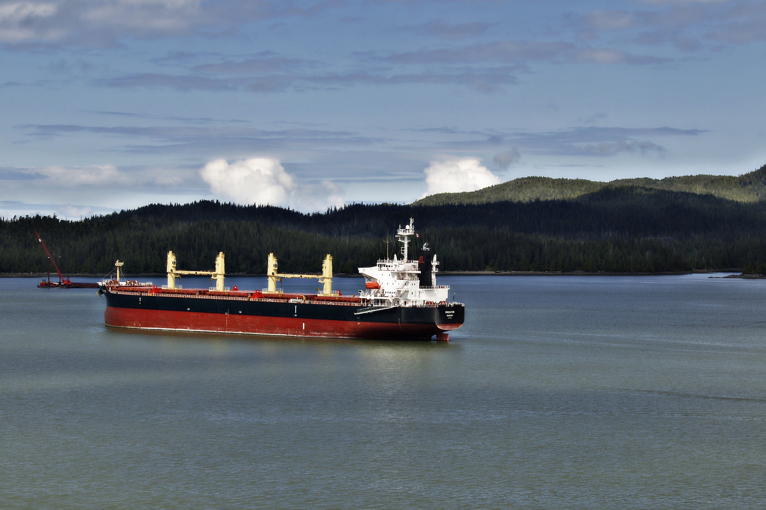 Cargo ship in the pacific ocean free image download