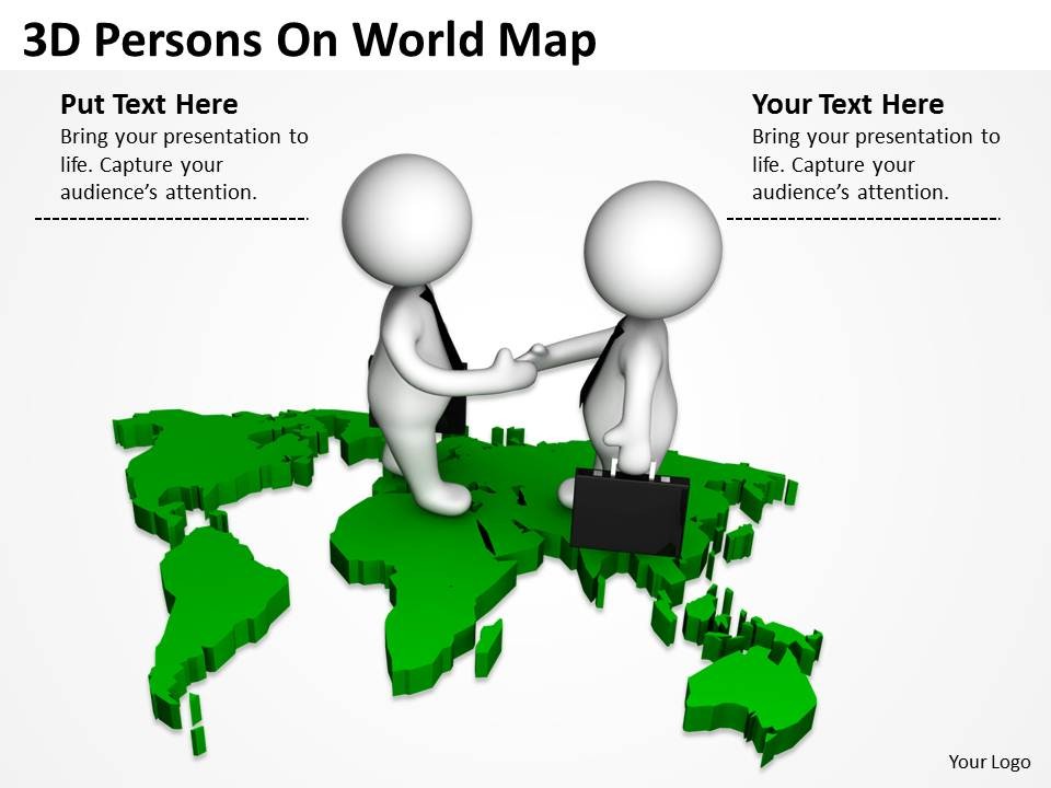 3d Persons On World Map drawing free image download