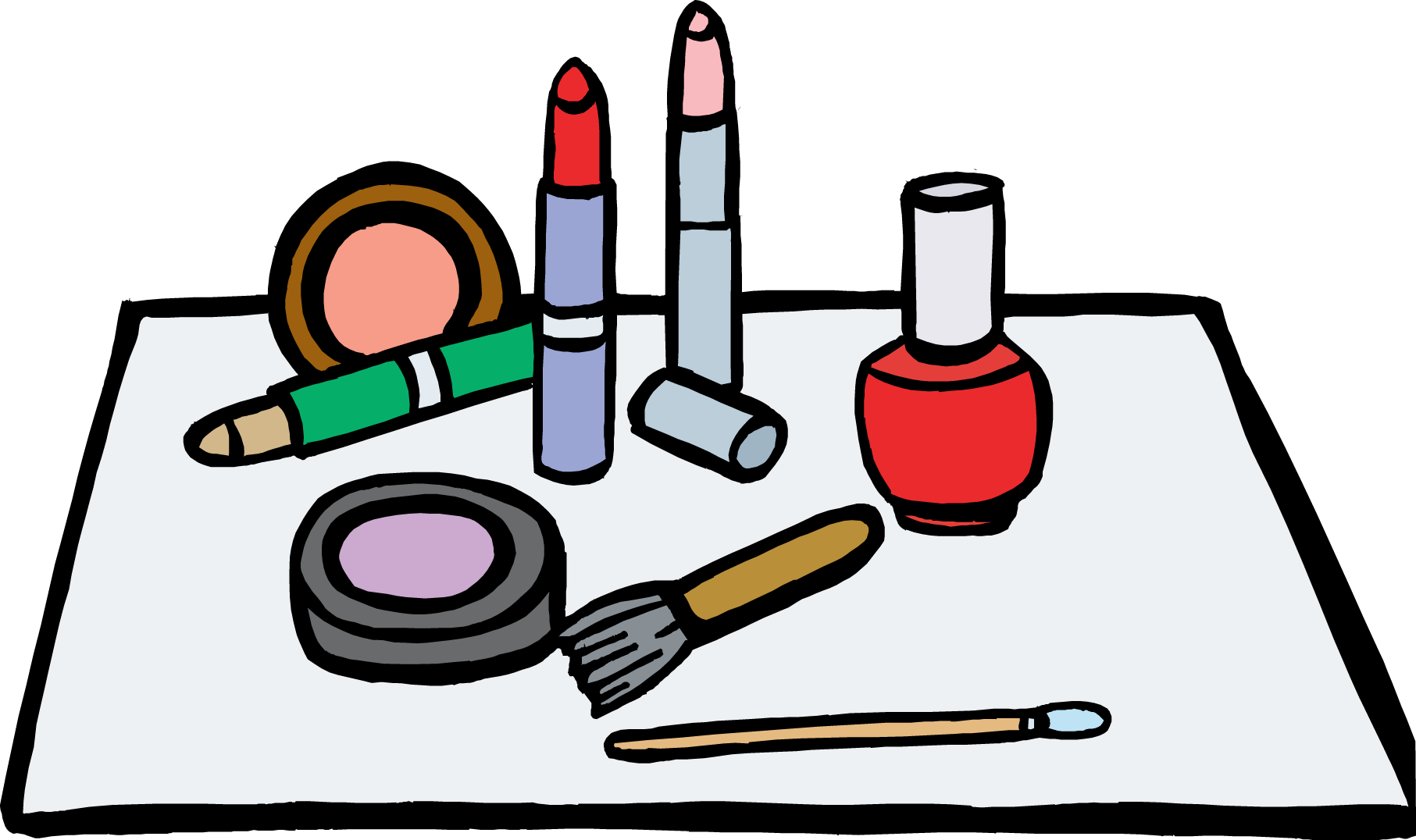Painted cosmetics on a white table free image download