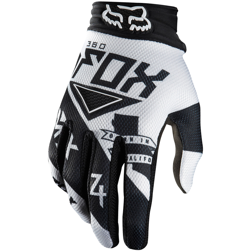 Black and White Fox Motorcycle Gloves free image download
