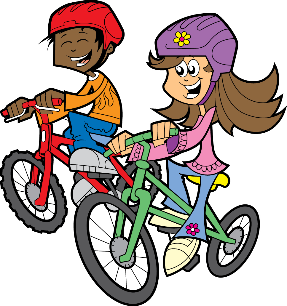 Cartoon friends ride a bike free image download