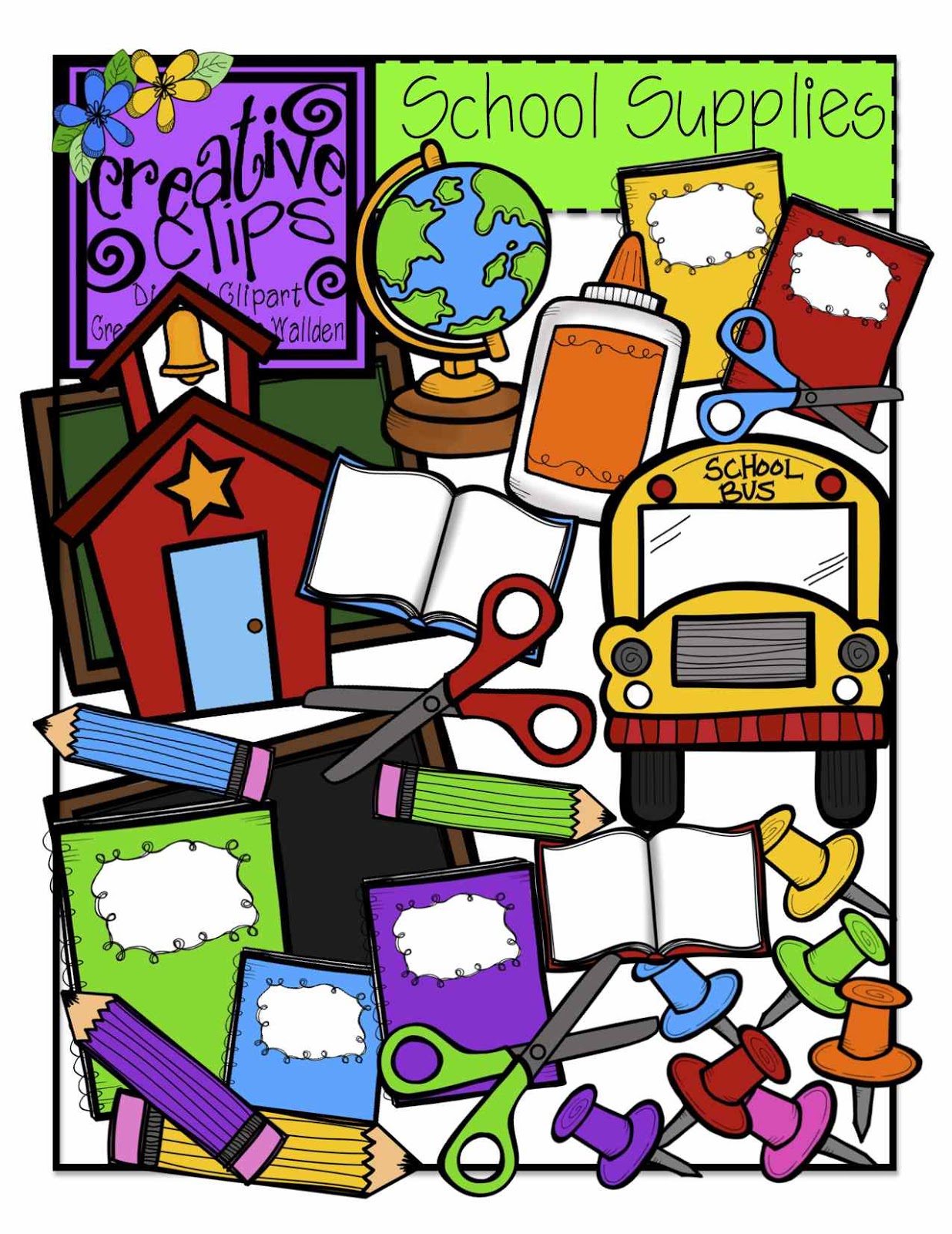 Color collage of school attributes free image download