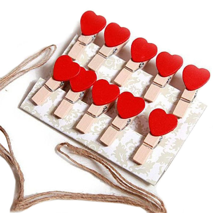 10 Pcs Love Wooden Mini Clip Wood Pegs Kids Crafts Party Favor Supply ...