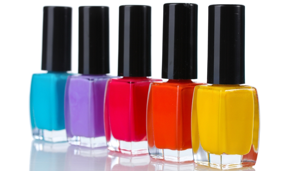 Row of colorfull nail polish free image download