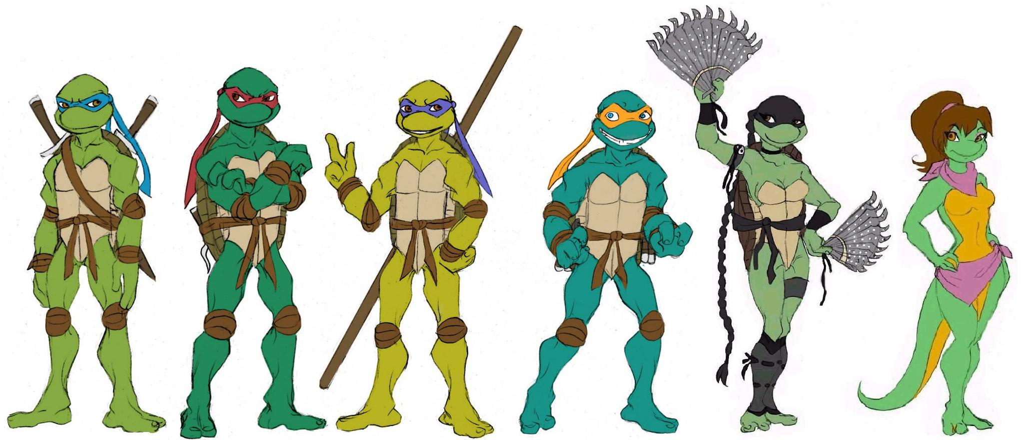 Ninja Turtles characters in Line, Digital Drawings free image download