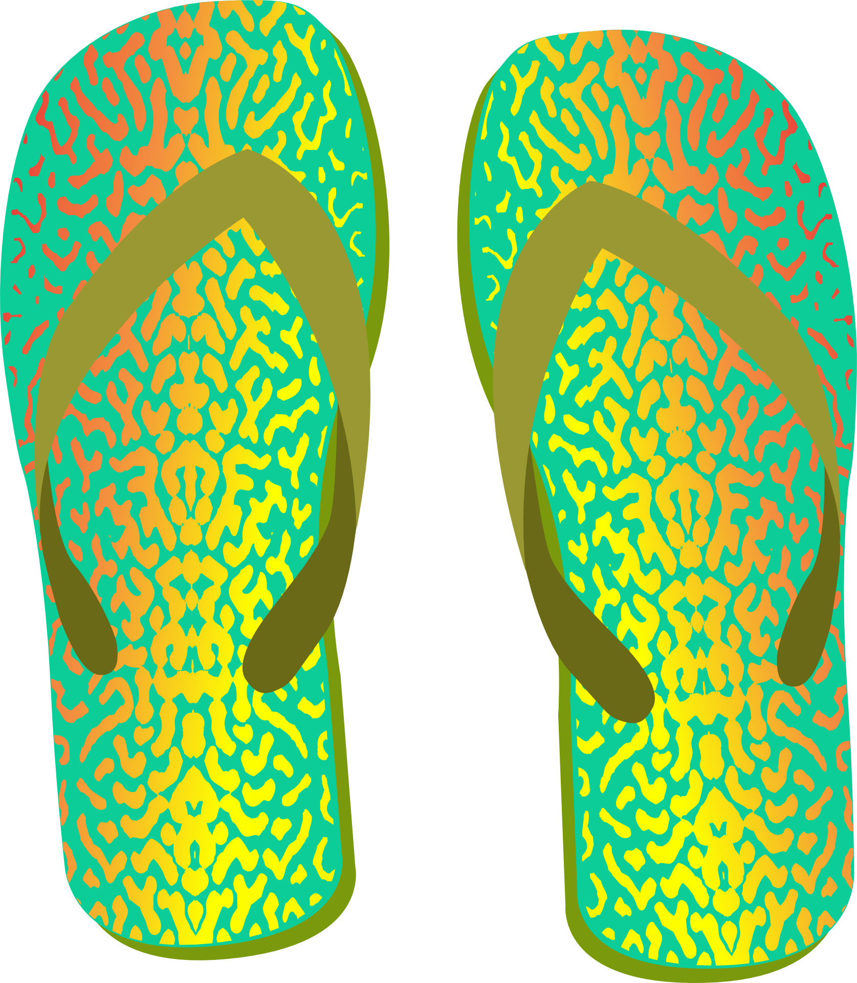 Green Beach Slippers Free Image Download