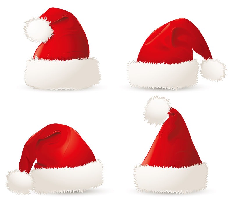 Four Red Santa Hats, drawing free image download