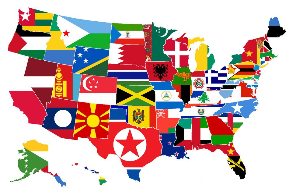 Population map with flags free image download