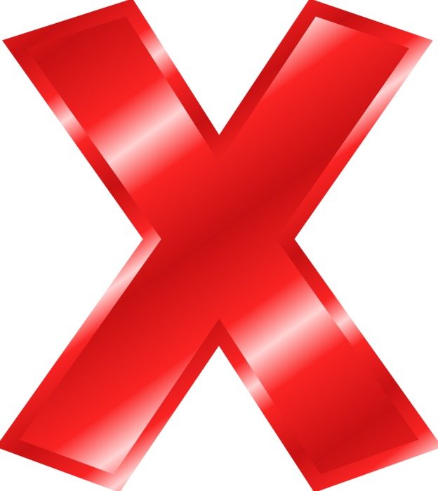 X, red Mark in black outline, Clip Art free image download