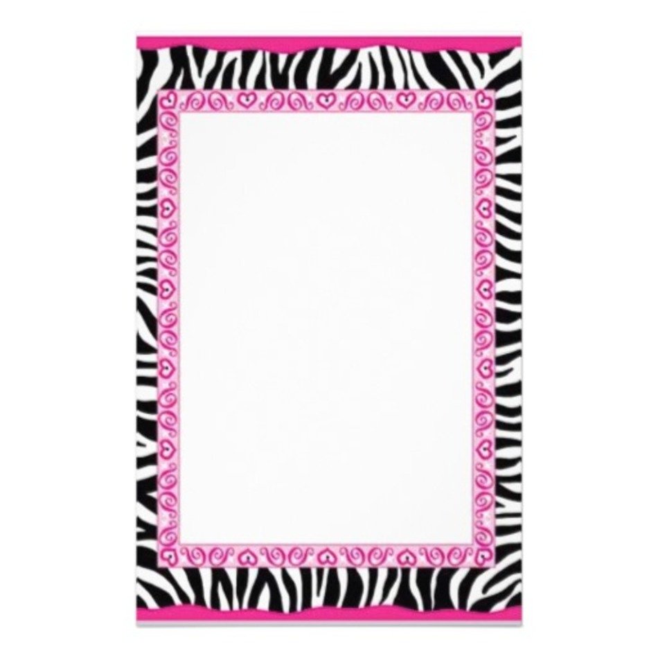 Zebra & Pink Border Custom Stationery Zazzle free image download