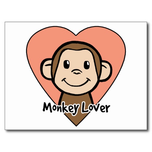 Cute Cartoon Smile Monkey Love In Heart Postcard Zazzle free image download