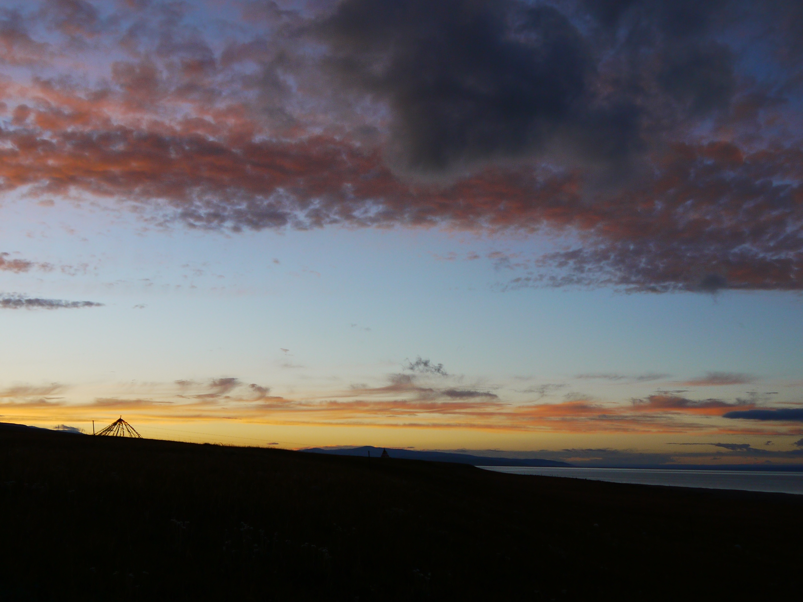 Evening sky over the lake at dusk free image download