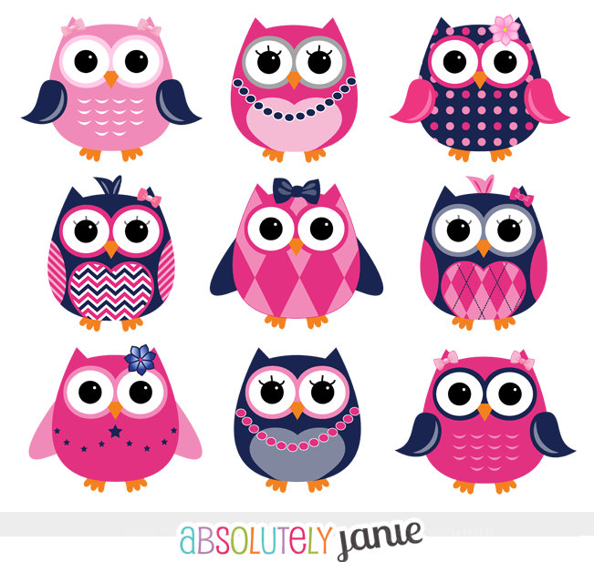 Girly Navy Pink Owls Digital Preppy By Absolutelyjanie free image download
