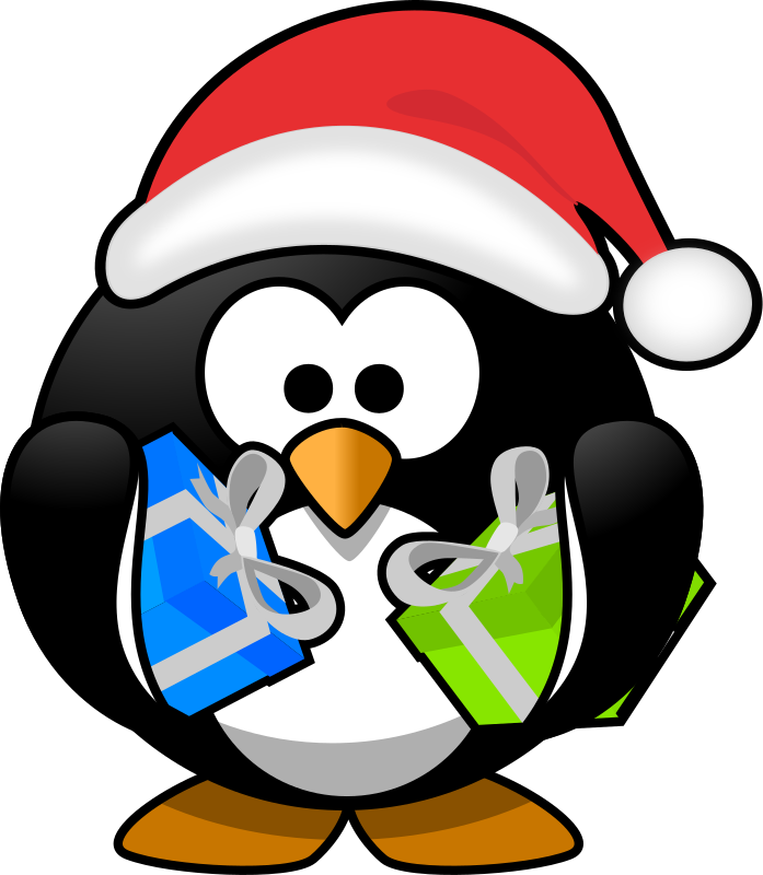 Penguin with gifts as a graphic image free image download