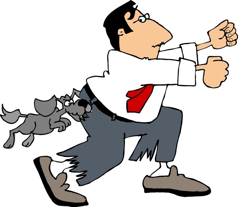 Cartoon man escaping from angry dog free image download