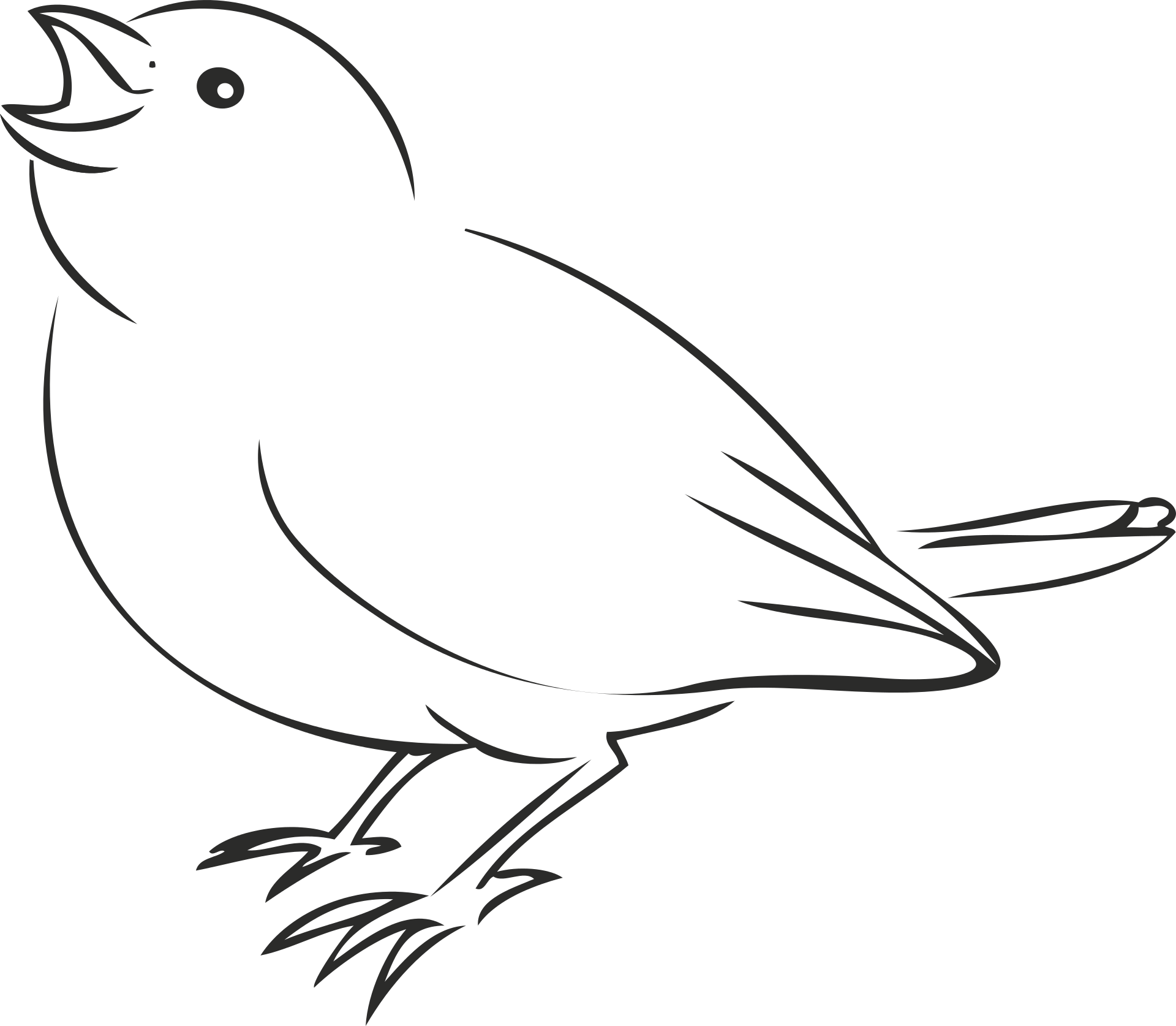 Sparrow with open beak, outline free image download